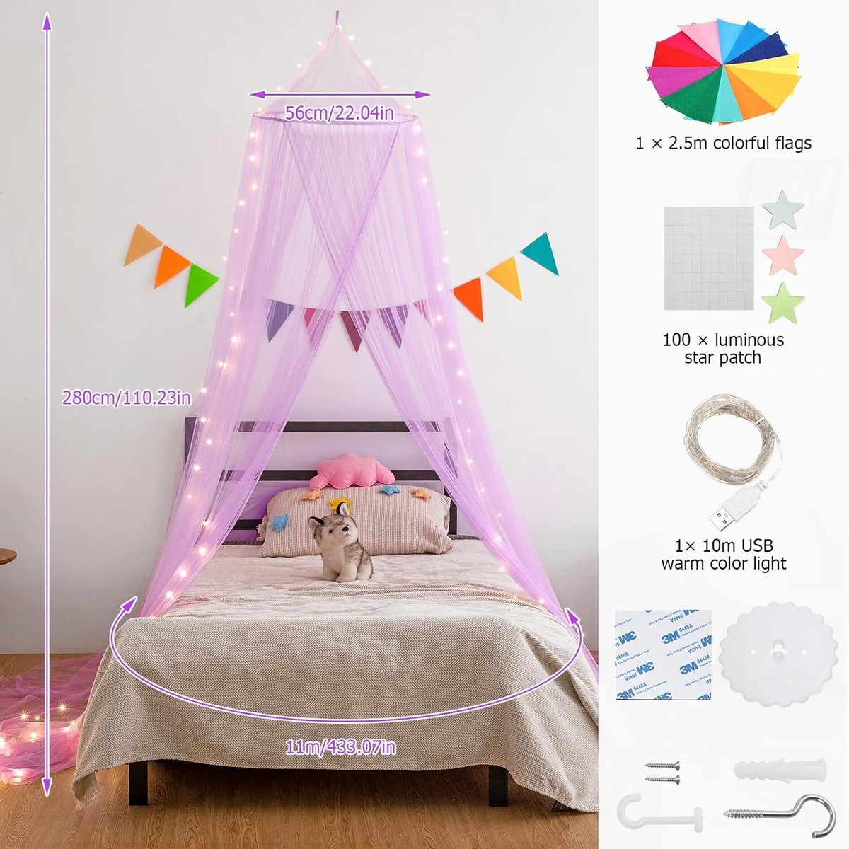 Purple Canopy That Lights Up Purple Bed Canopies You'll Love | Wayfair