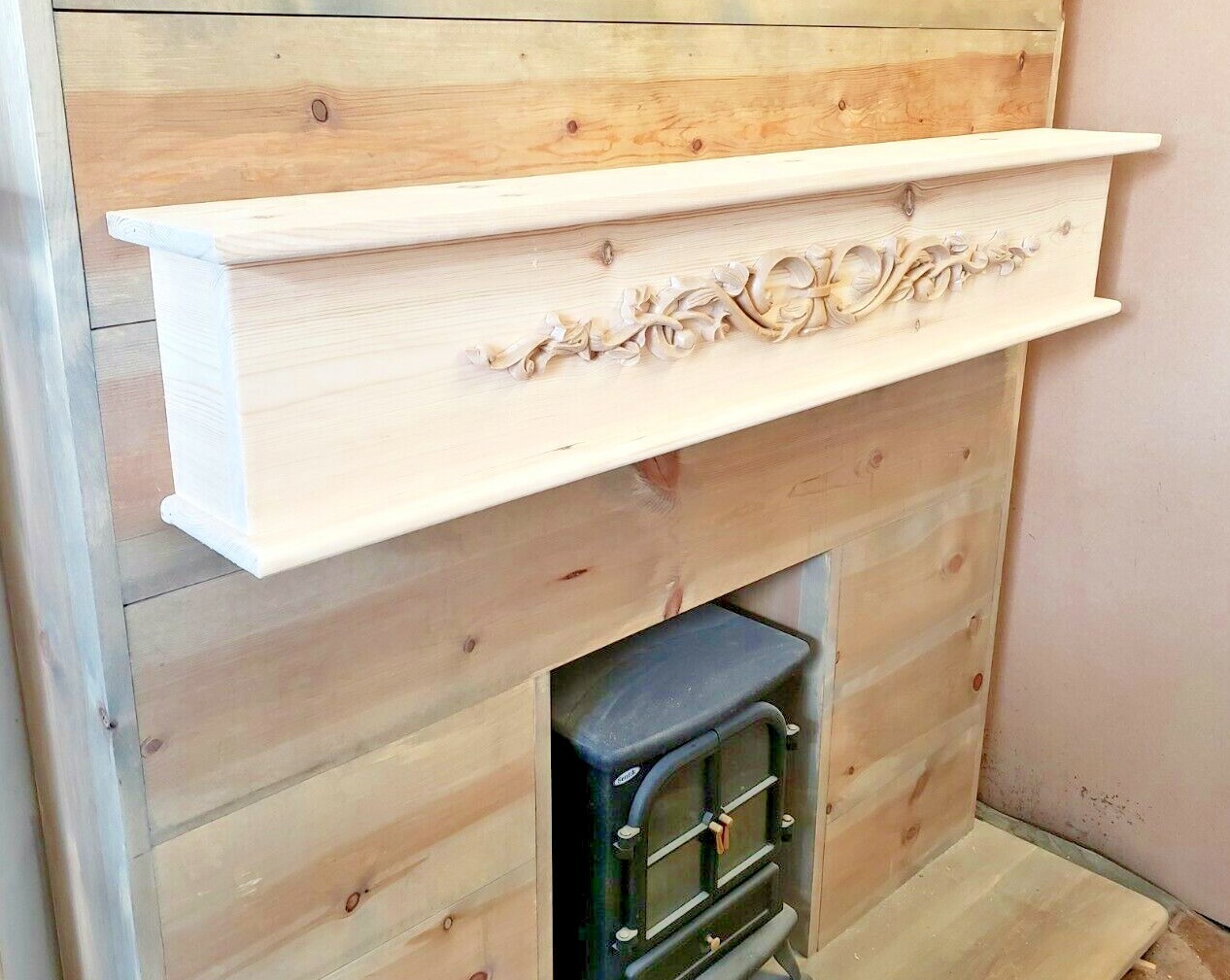 REAL PINE CHUNKY MANTLE SHELF KITCHEN OVER AGA FIREPLACE free postage ...