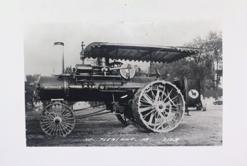 RPPC RUSSELL & CO MASSILLON, OH STEAM ENGINE TRACTOR e1900 B&W POSTCARD ...