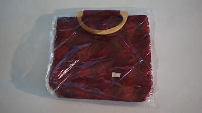 Chinese Silk Brocade Tapestry Red Satchel HandBag Purse 10" Wood ...