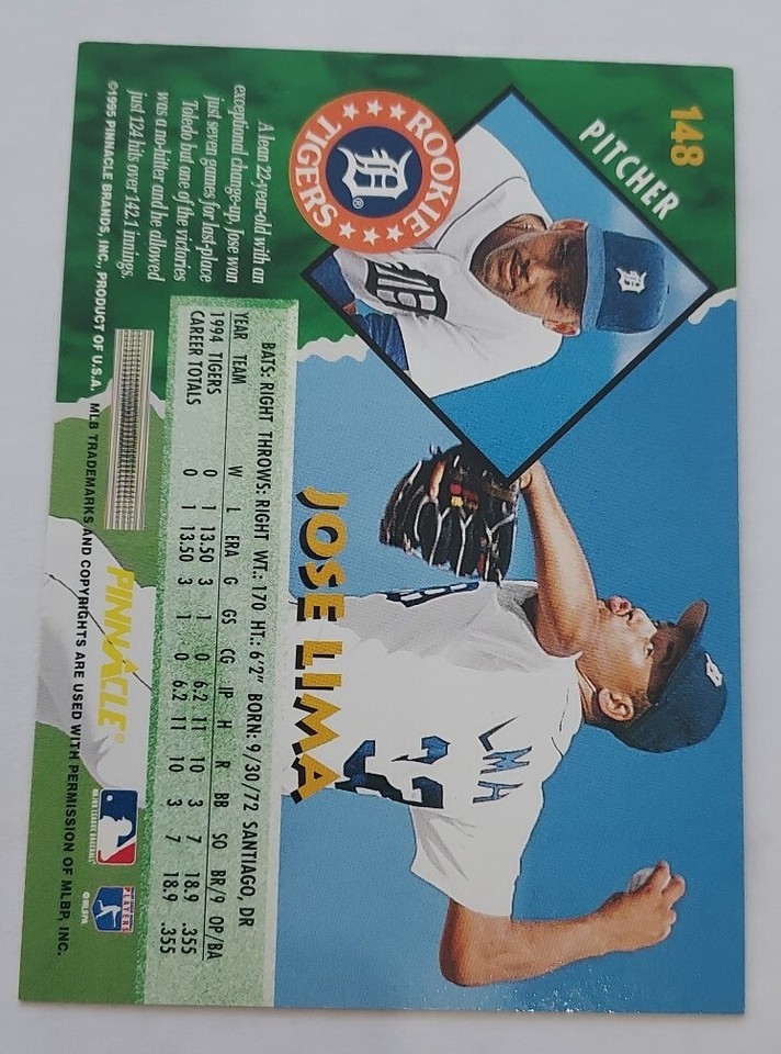 1995 Pinnacle #148 Jose Lima Detroit Tigers Rookie | eBay