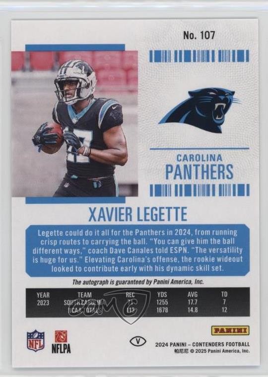 2024 Panini Contenders FOTL Red Zone Ticket Xavier Legette Rookie Auto ...