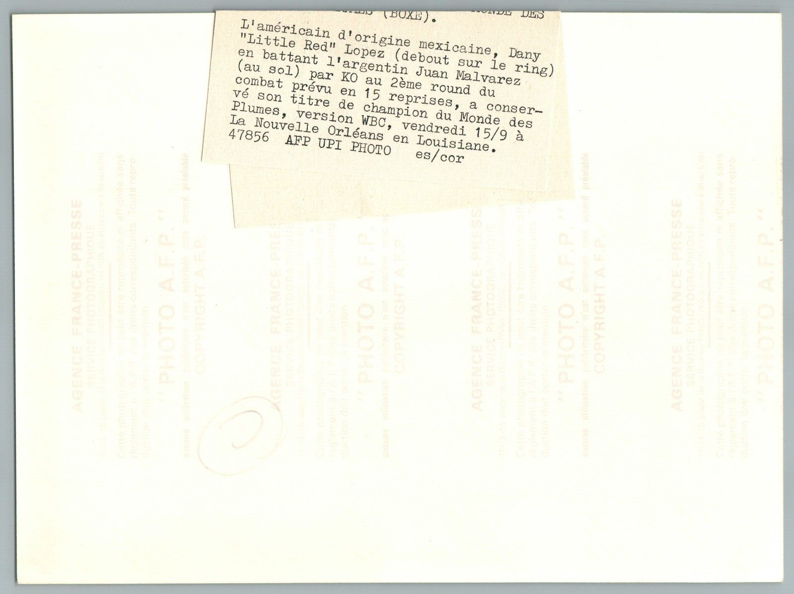 1978 BOXE DANNY LOPEZ (Little Red) vs JUAN MALVAREZ PHOTO VINTAGE BOXER ...