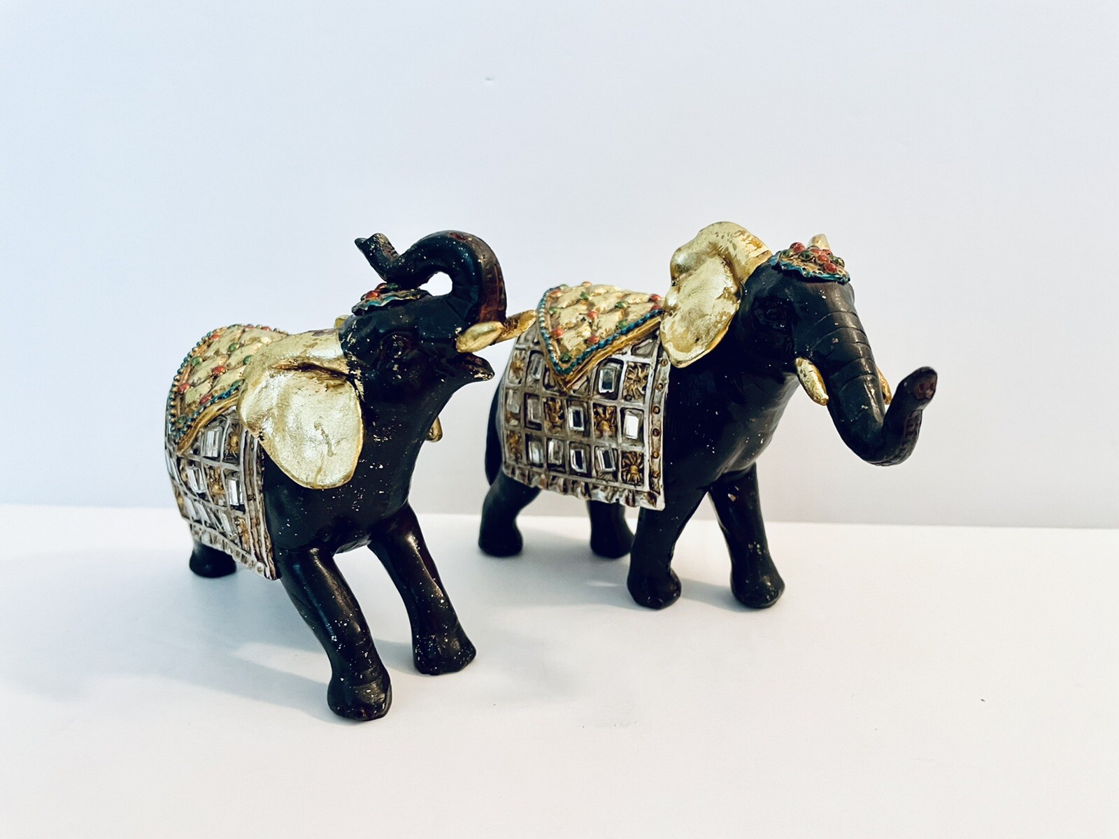 Set of 2 Vintage Elephant Statue Figurine Handmade Home Decor | eBay