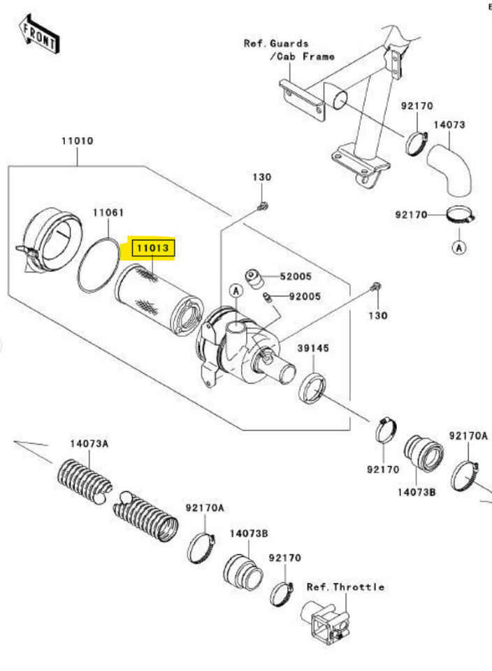 Air Filter Kit Replaces Kawasaki 11013-0037 & 11013-1290 for Mule 4000 ...