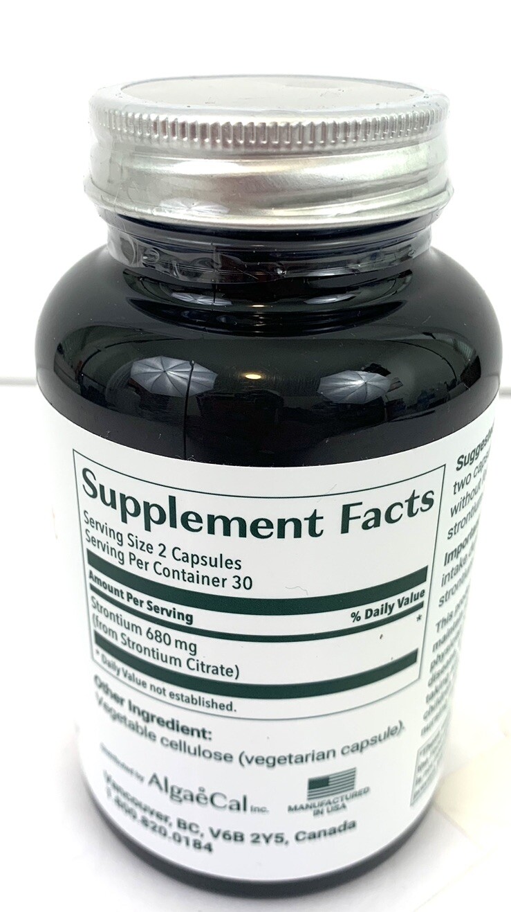 AlgaeCal Strontium Boost Stronger Bones For Life 60 Veggie Capsules Exp ...