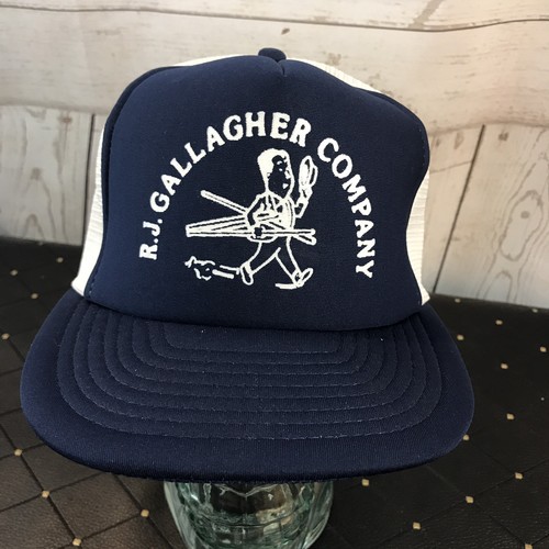 Vtg Snap Back Mesh Trucker Hat Cap Gallagher Company Handy Man Navy | eBay