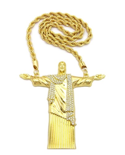 MENS JUMBO LARGE JESUS CHRIST GOD REDEEMER ROPE 30" CHAIN LIL BOOSIE ...