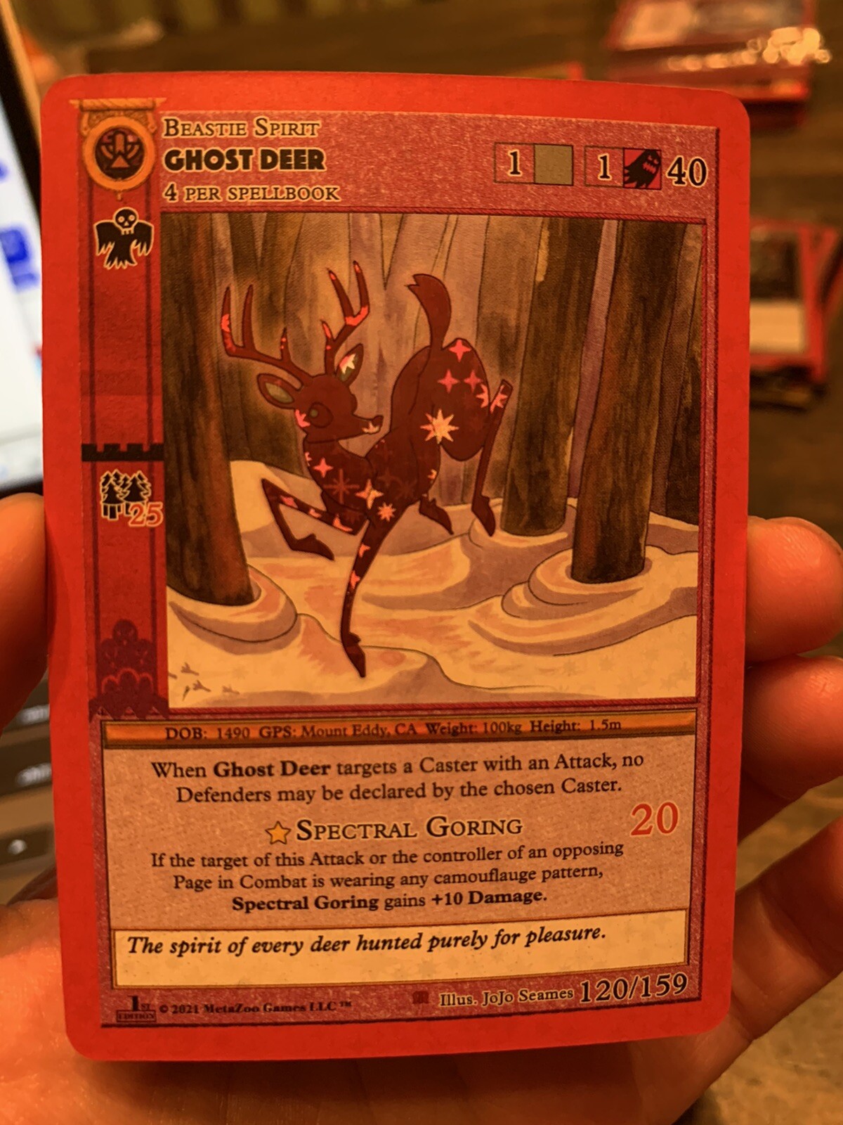 MetaZoo Cryptid Nation Card Ghost Deer 120/159 1st Edition Reverse Holo ...