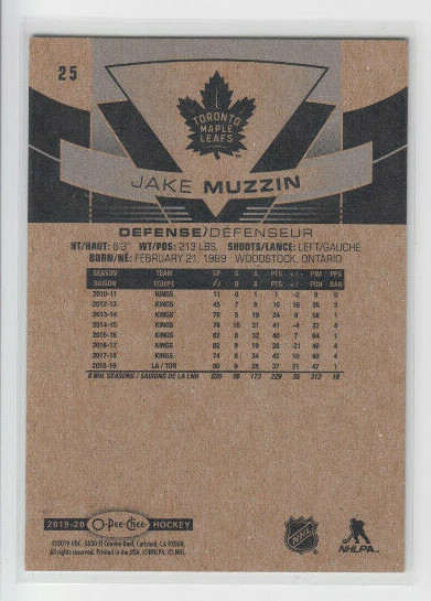 19/20 OPC Toronto Maple Leafs Jake Muzzin Blue Border card #25 | eBay