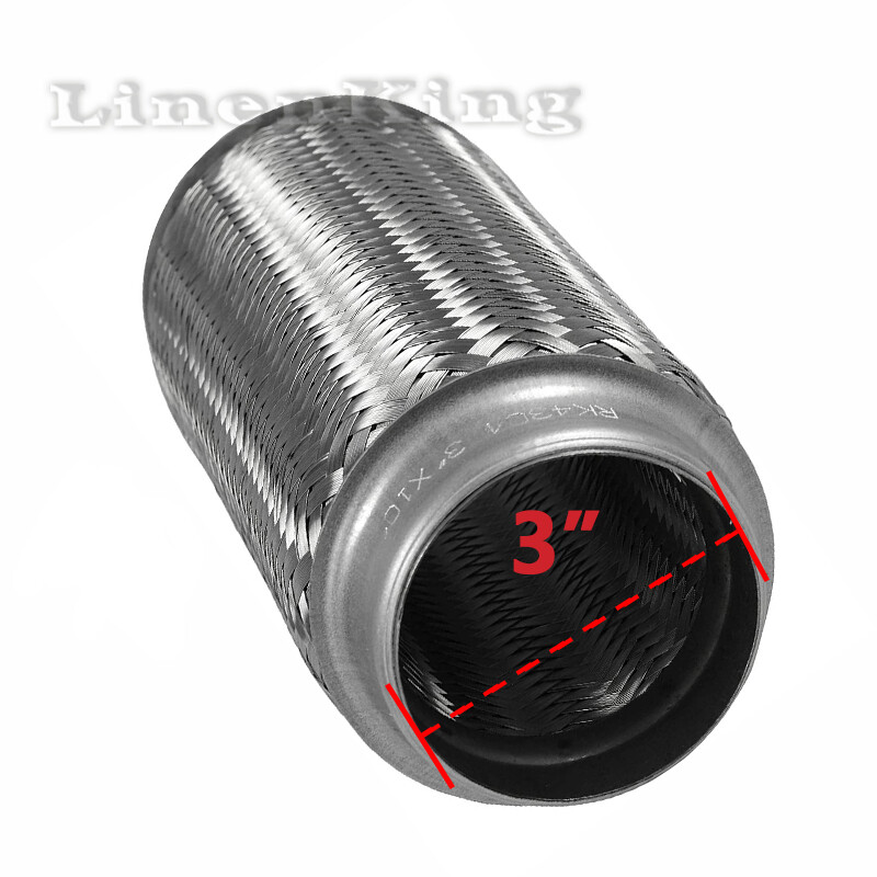 3" Exhaust Flex Pipe 3" x 10" Heavy Duty Stainless Steel 10" OAL ...