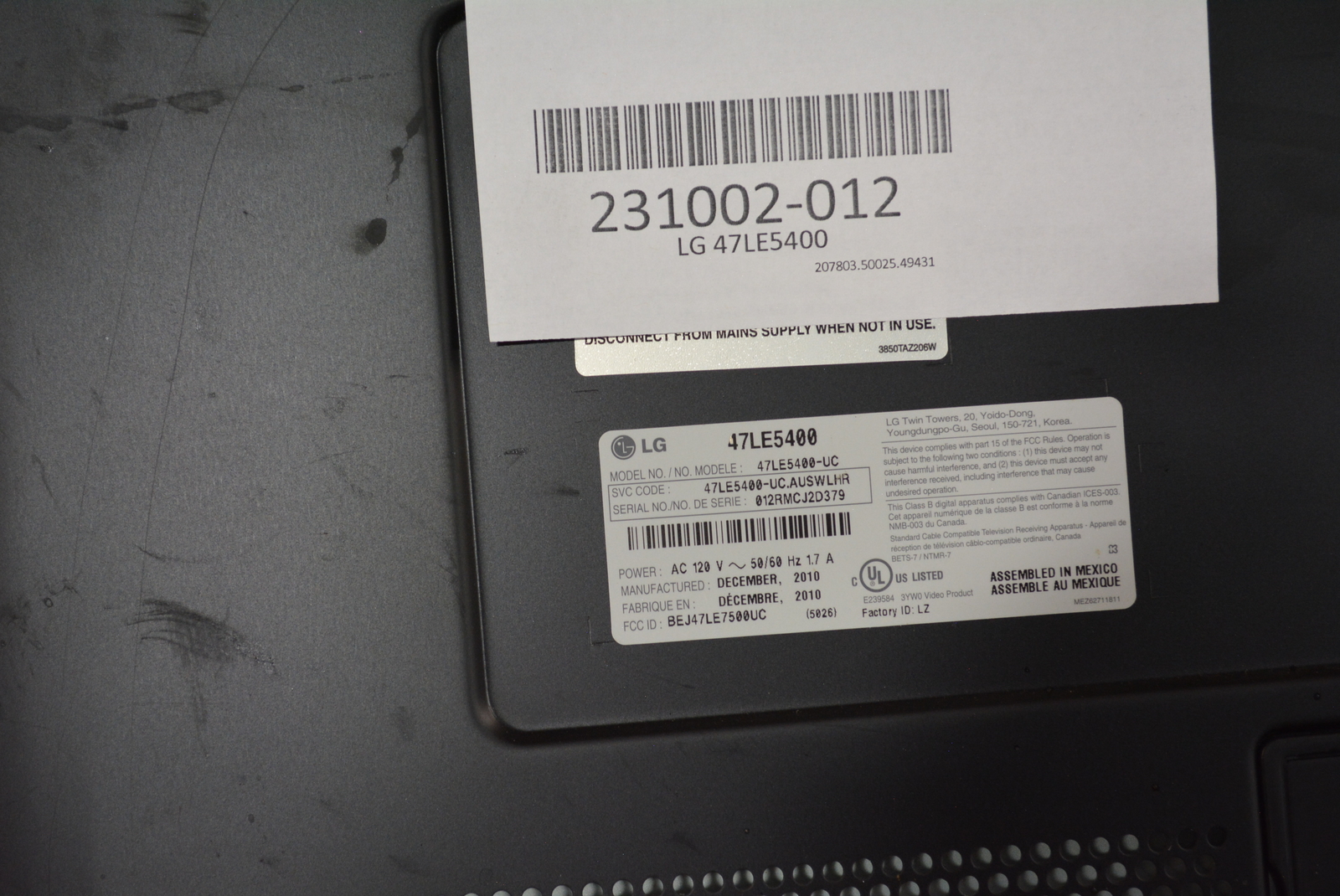 LG 47LE5400 LED BACKLIGHTS TESTED WORKING 3660L-0349A | eBay