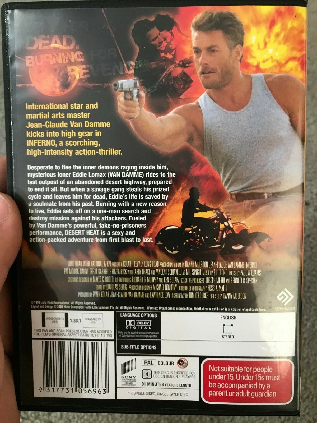 Inferno region 4 DVD (1999 Jean-Claude Van Damme action movie ...
