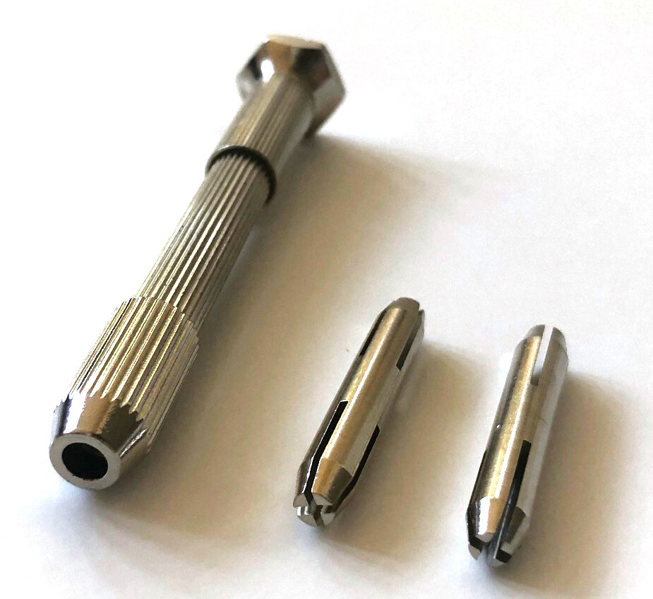 Swivel Head Pin Vise + 2pc Reversible Collets Hand Drill Wire Gauge Bit ...