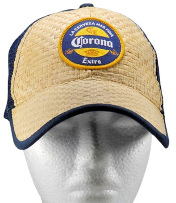 Vintage Corona Extra Beer Straw Woven Cap Hat Trucker Hook & Loop Mesh ...