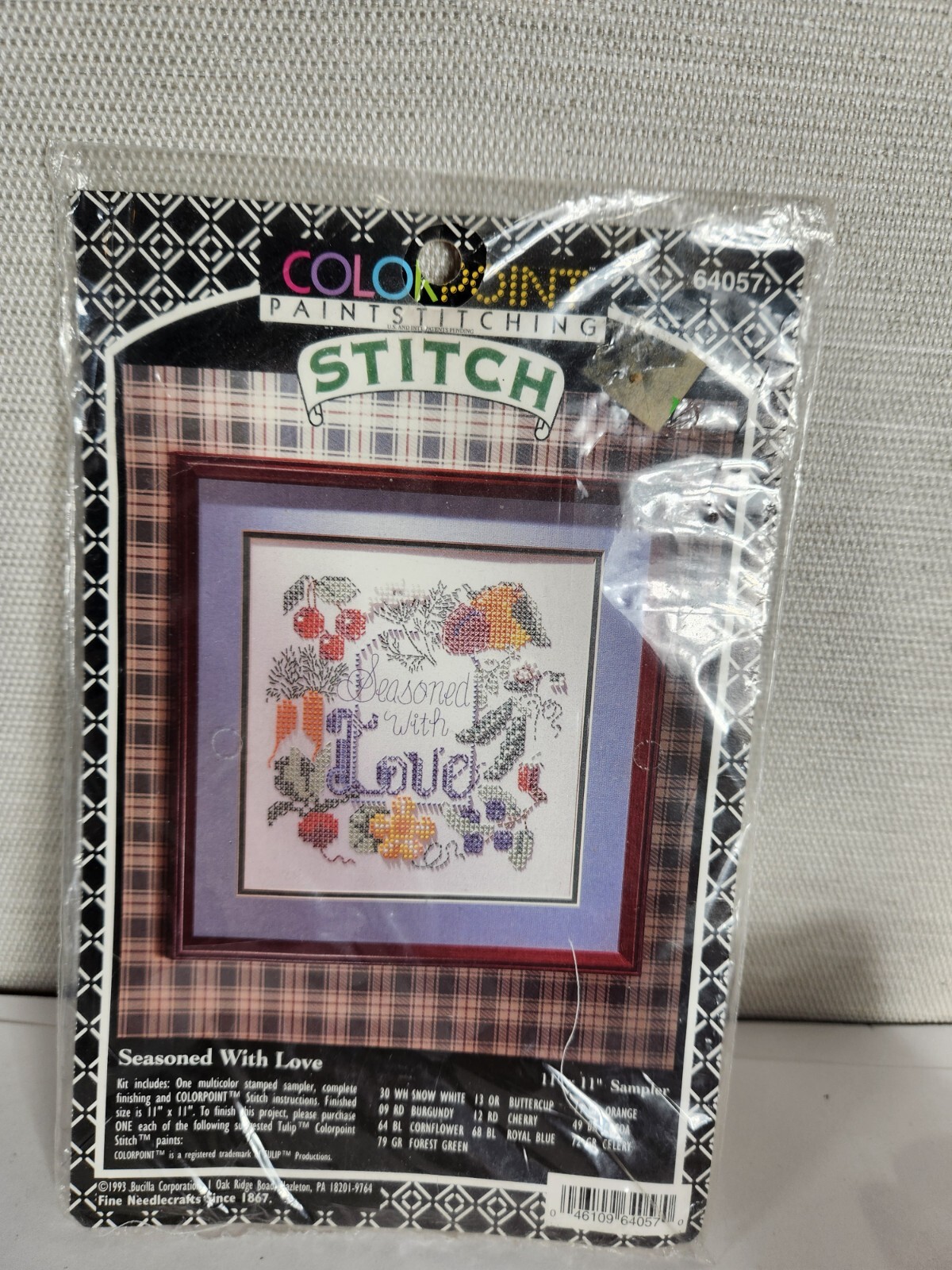 Vtg New Bucilla Seasoned With Love 11”x11” Colorpoint Stitch Paint ...