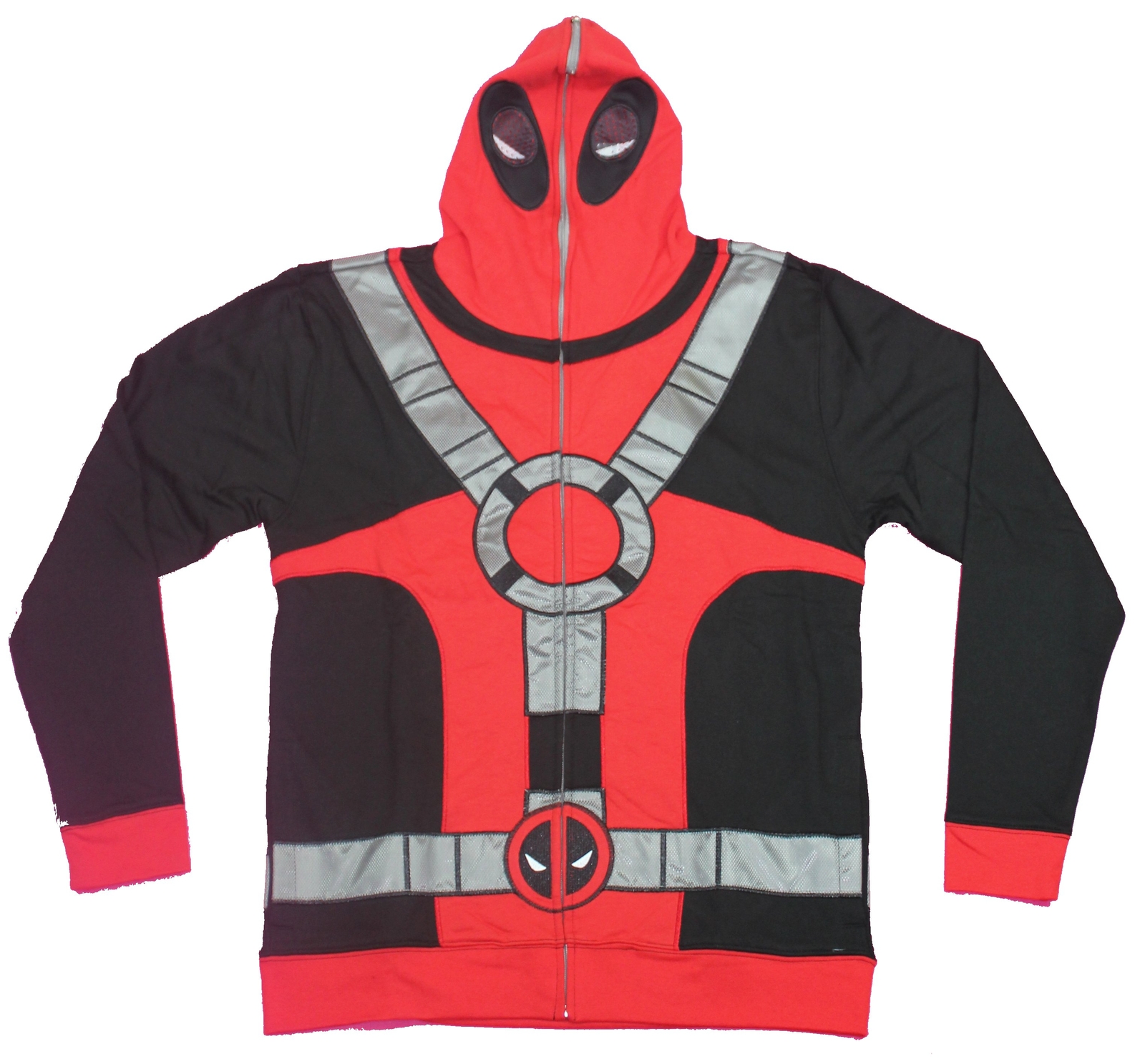 Deadpool Mens Costume Hoodie - Cosplay Design with Zip-Up Hood Mask | eBay