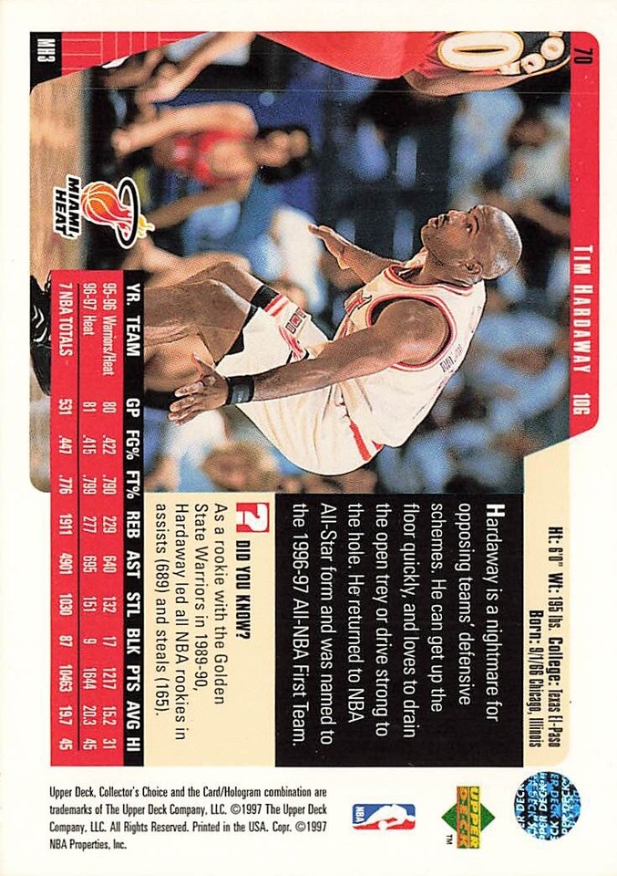 1997 Collector's Choice #70 Tim Hardaway Miami Heat | eBay