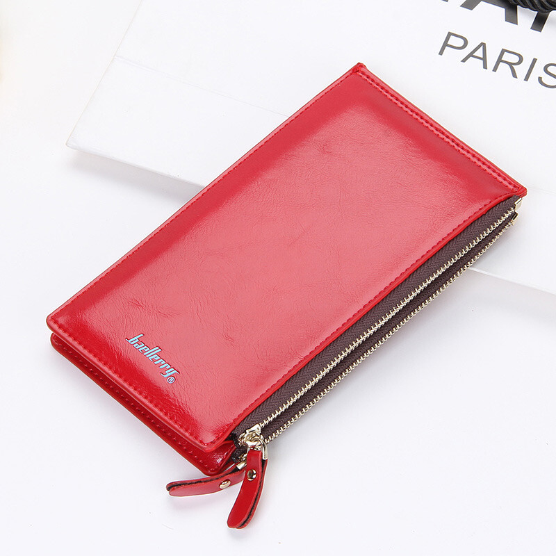 Womens Oil Wax Leather Slim Multi Credit Card Holder Secretary Zip ...
