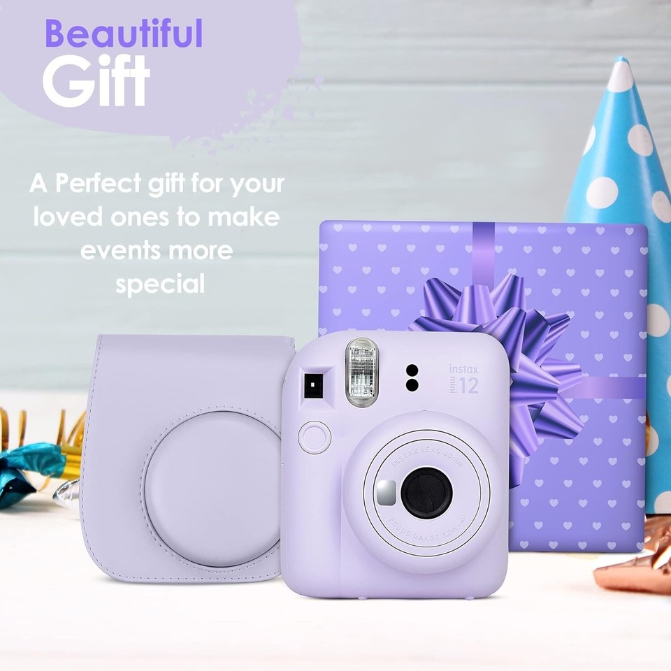 Fujifilm Instax Mini 12 Instant Camera+ 11 PC Accessory Kit -Clay White ...