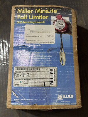 MILLER FL11 11’ SELF RETRACTING LIFELINE 11FT MINILITE FALL LIMITER ...