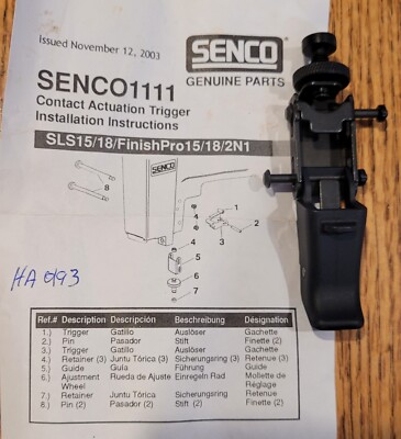SENCO HA0193 TRIGGER ASSEMBLY FOR FINISH PRO 18 AND 18, SLS 15 AND 18 ...