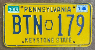 Pennsylvania 1986 KEYSTONE STATE License Plate # BTN-179 | eBay