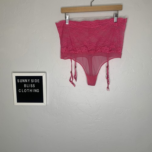 Victoria’s Secret Hot Pink Lace Mesh Garter Belt Large Lingerie Y2K ...