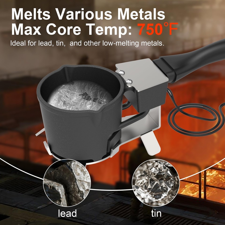Electric Lead Melting Pot, 5lb Capacity Metal Smelter for Fishing ...