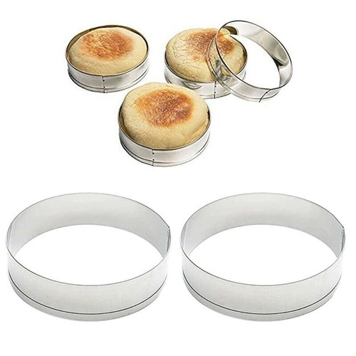 BAKERY BAKING MOLD STAINLESS STEEL MUFFIN CRUMPET TOOLS FADDISH 5PCS ...