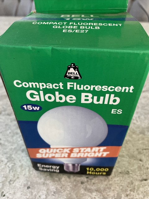 2 X Bell 15w Compact Fluorescent Energy Saving Globe Bulb E27/es. 2700k ...