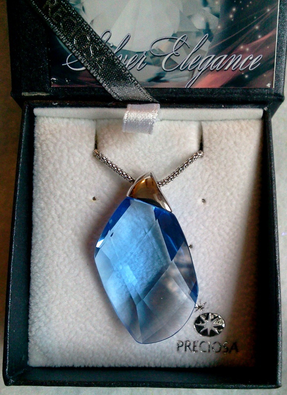 PRECIOSA BRAND STERLING SILVER LIGHT BLUE CRYSTAL NECKLACE - CZECH MADE ...
