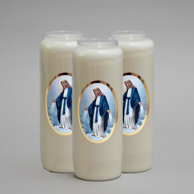 3 x Our Lady Immaculate 9 day candle, Religious, Devotional, Church ...