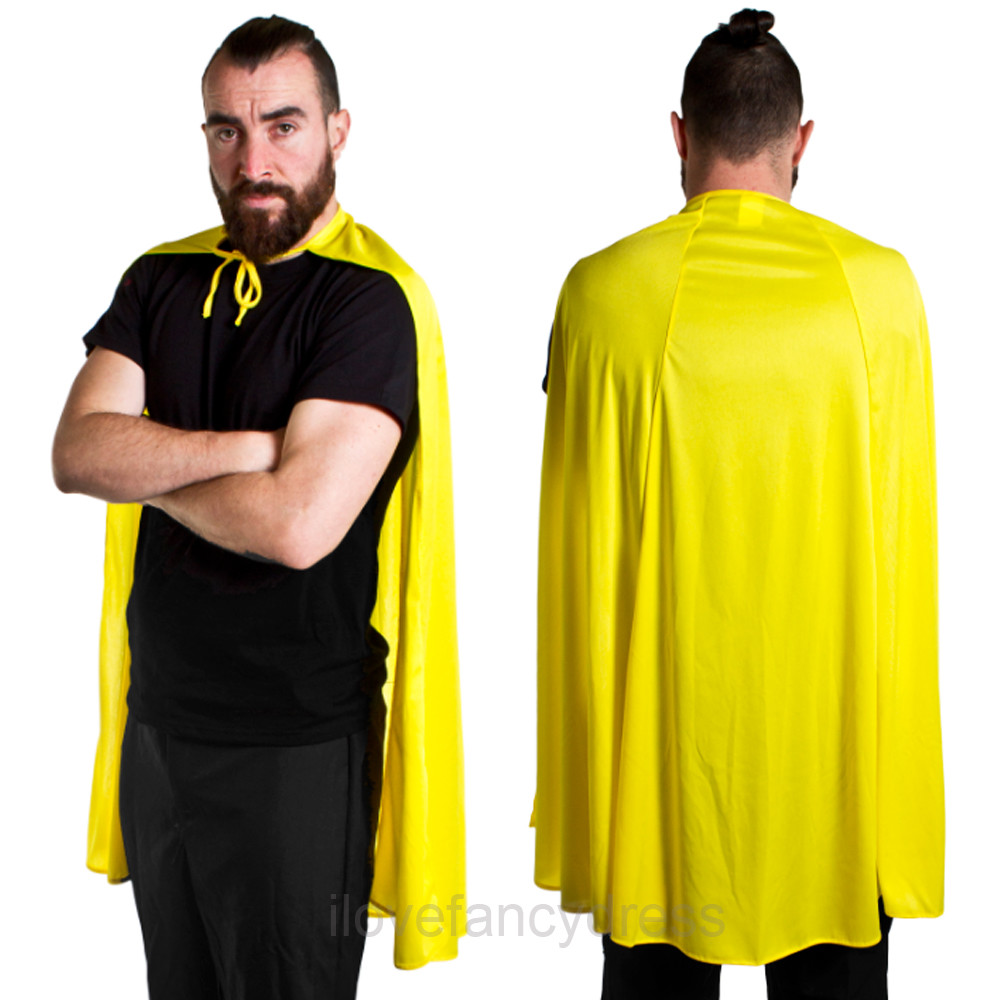 YELLOW SUPERHERO CAPE 40" FANCY DRESS COMIC BOOK TV MOVIE CHARACTER ...