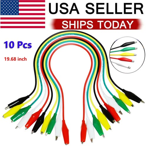 10 x Alligator Clips Electrical Test Lead Dual Ended Crocodile Clips ...