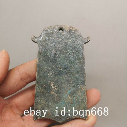 3" Chinese Old Antique Bronze Carved Pendant Token Statue Collection ...
