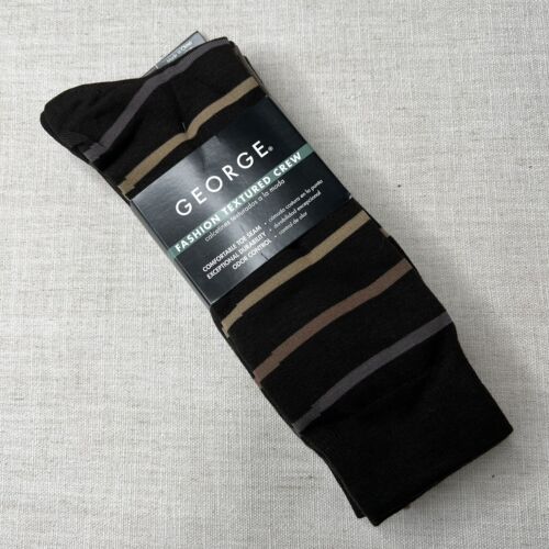 3 Pack of Men's Casual Dress Socks George Fashion Textured Crew Size 6 ...