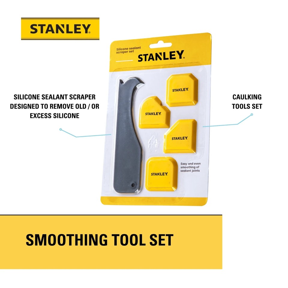 Stanley Caulking Tool Set - Sealant Scraper & Caulk Smoother Pads AC ...