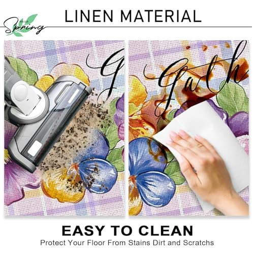 Spring Summer Floral Flower Kitchen Rugs Set of 2, Just Bloom Gather ...