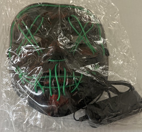 Green Light Up LED Purge Mask Costume Rave Cosplay Party 3 Modes | eBay