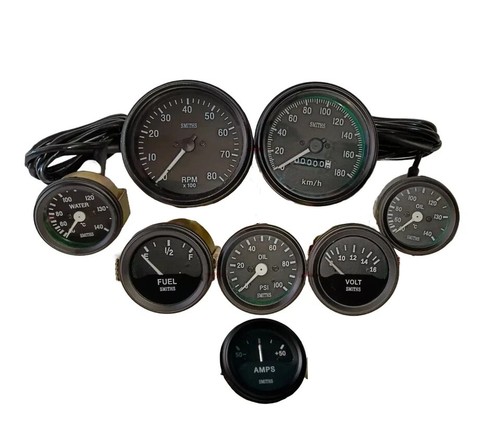 Smiths Kit 52mm Temp Oil Temp Oil Fuel Volt Amp Speedo KPH +Tacho 100mm ...