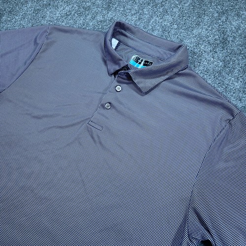 PGA Tour Golf Polo Mens L Blue Checkered Short Sleeve Shirt Lightweight ...