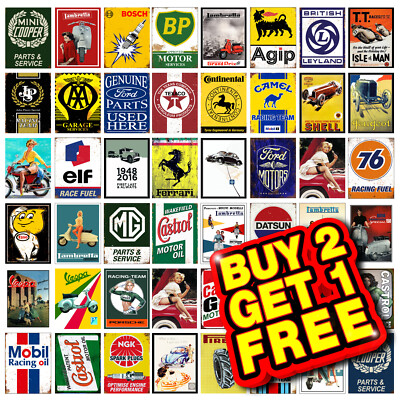 Metal Tin Sign Plaque Garage Home Bar Man Cave Shed Petrol Oil Poster ...