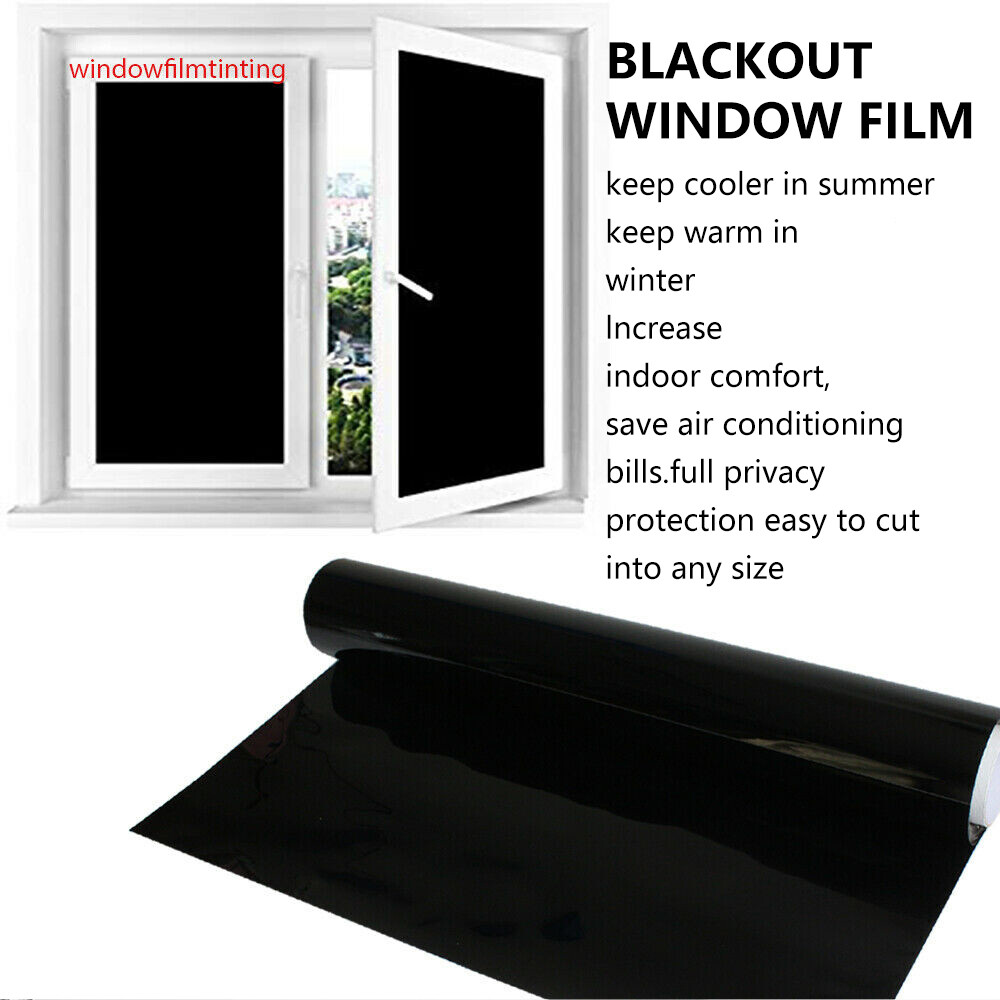 Total Blackout Privacy Glass Window Film Block Out 100% Light Black ...