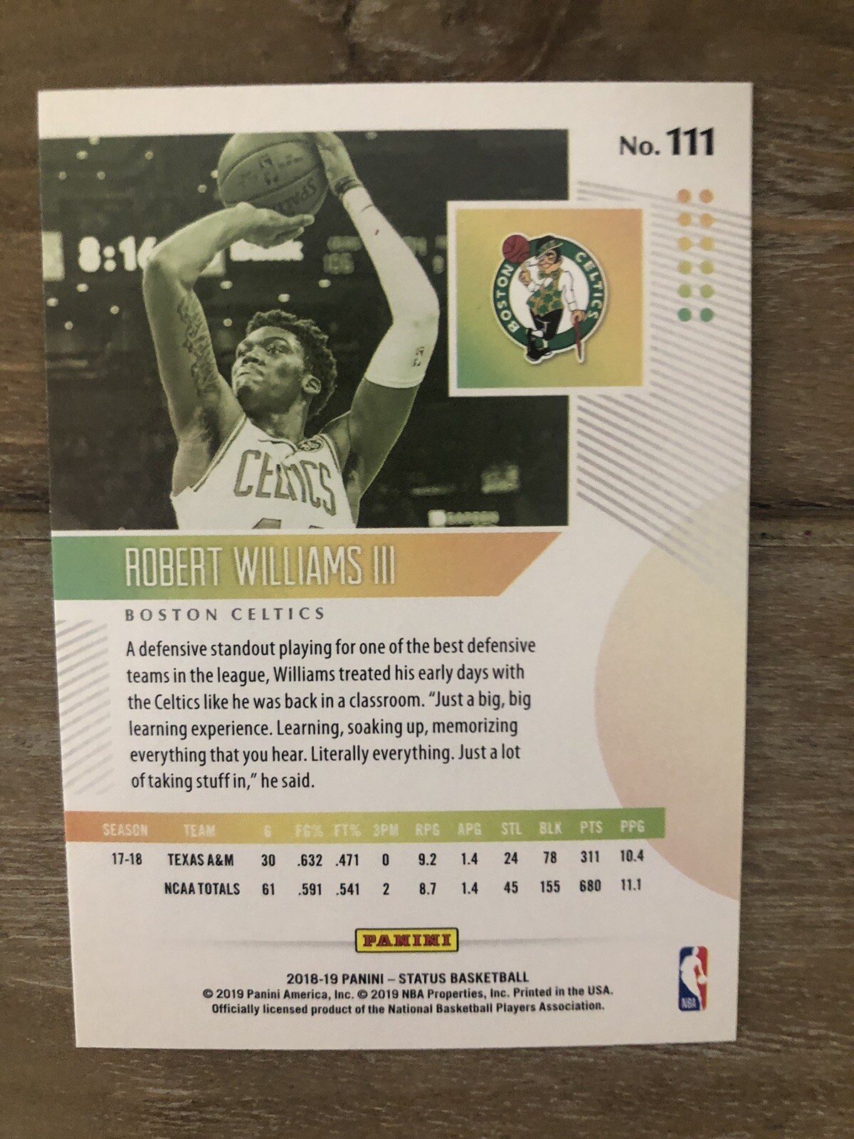 panini status robbert williams III Rookie Card | eBay