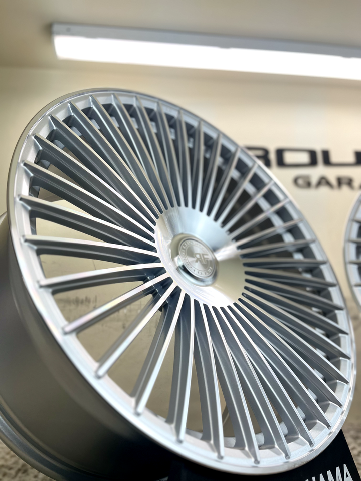 22 SILVER STAGGERED CONCAVE RF35 MESH CUSTOM WHEELS FOR CADILLAC CT6 16 ...