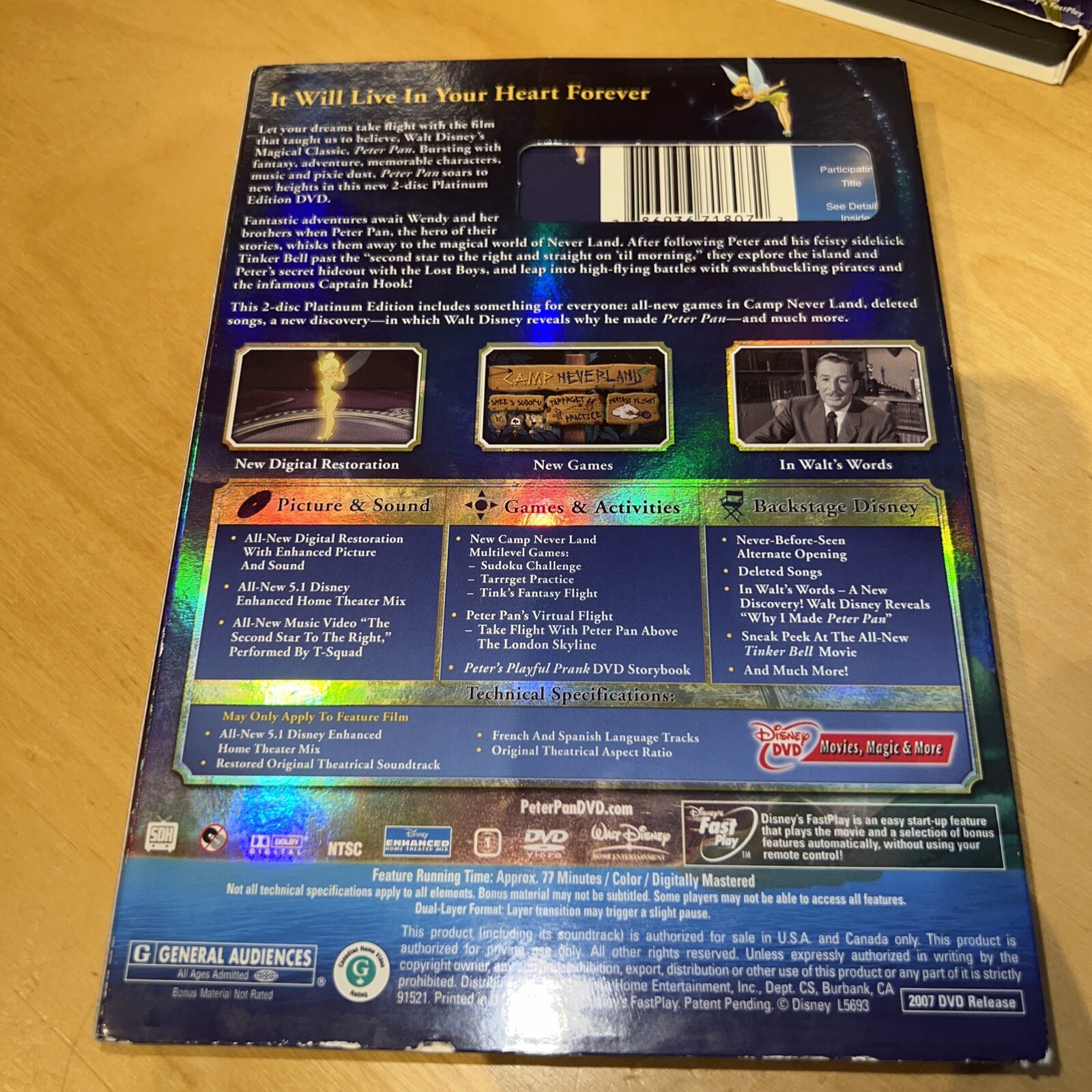 Peter Pan DVD 2007 2 Disc Set Platinum Edition Disney 786936718072| eBay