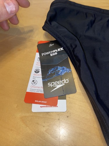 Speedo Solar Brief Swimsuit Size 28 Black Mens Swimming Powerflex Eco ...