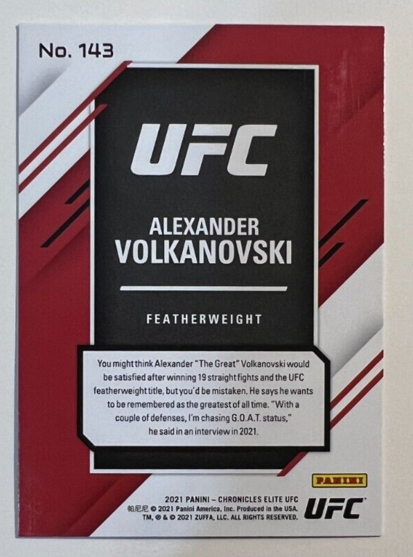 2021 Panini Chronicles UFC - Elite #143 Alexander Volkanovski for sale ...
