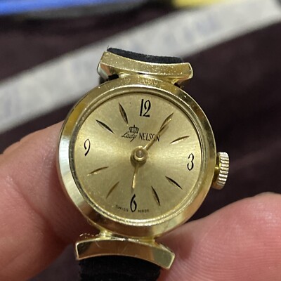 Vintage Gold Tone Lady Nelson Watch Swiss made mechanical wind up ...